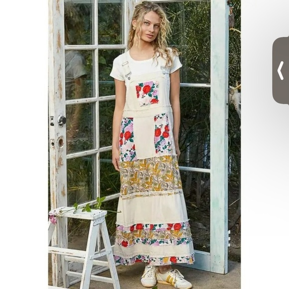 POL | Dresses | Pol Mixed Print Patchwork Overall Dress In Oatmilk ...